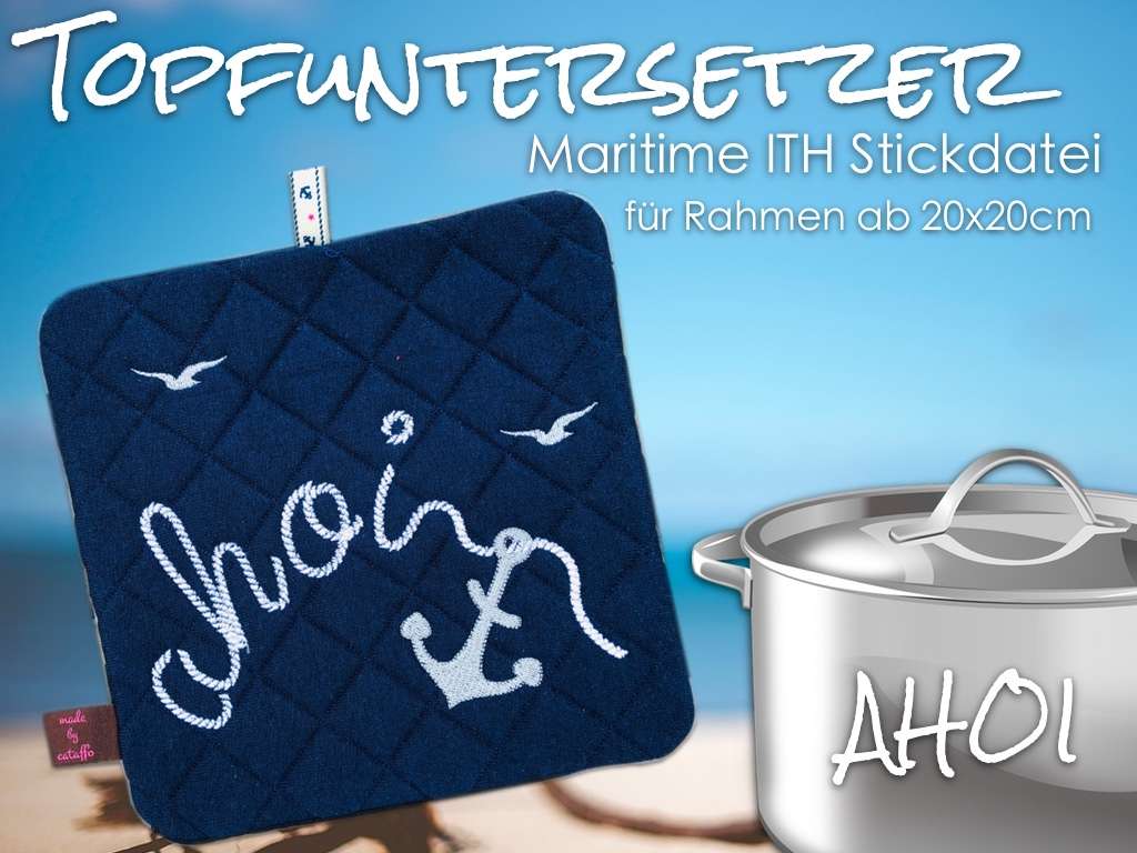 Stickdatei Maritime Topfuntersetzer "Komplett-Set" ITH für ab 20x20 ...